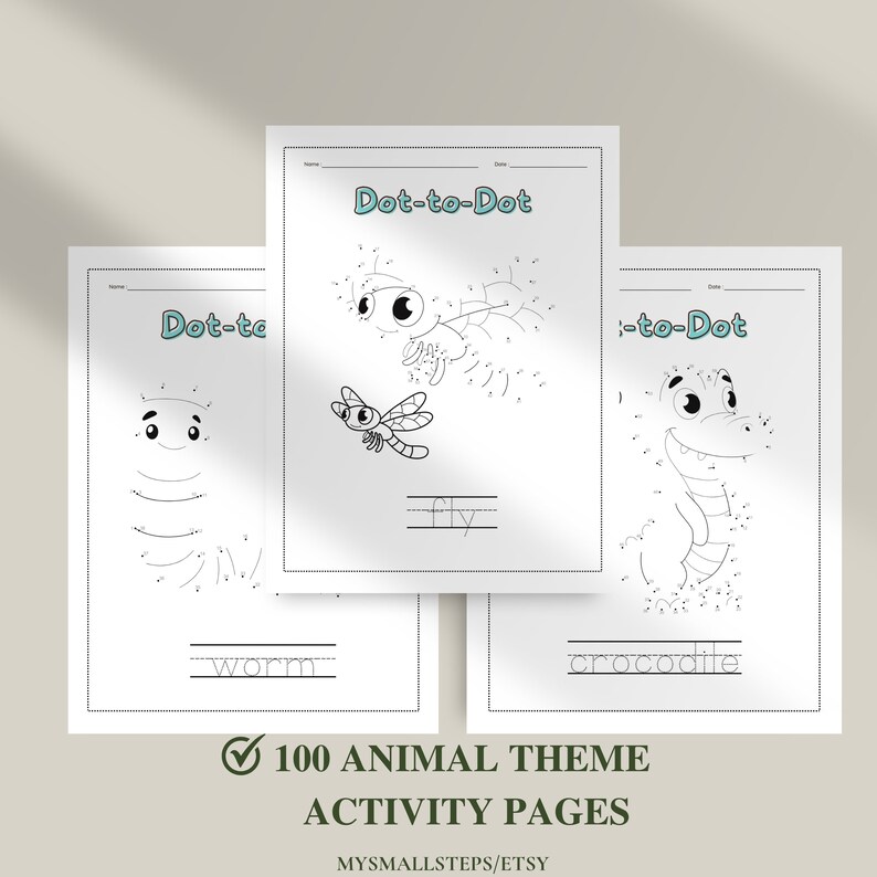 Dot to Dot Preschool, Connect the Dots Printable, Animal Coloring Book ...
