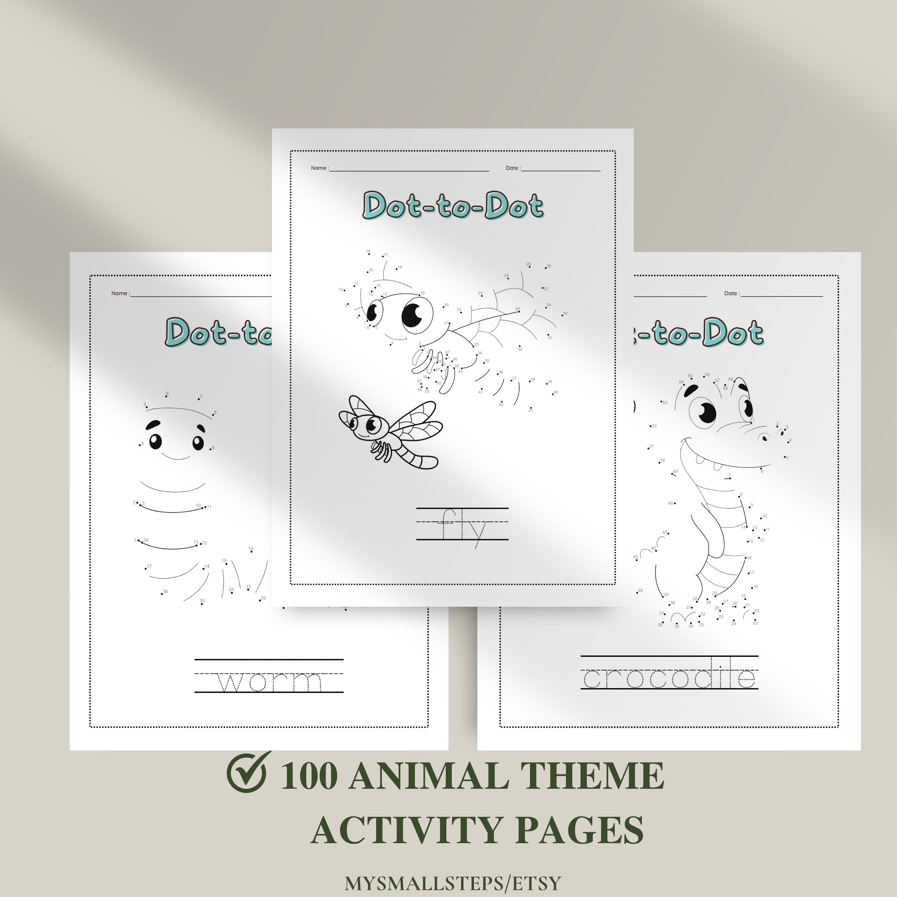Dot to Dot Preschool, Connect the Dots Printable, Animal Coloring Book ...