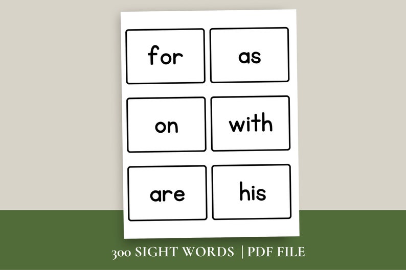 300 Sight Words Flashcards, Printable Kindergarten Words, 1st Grade ...