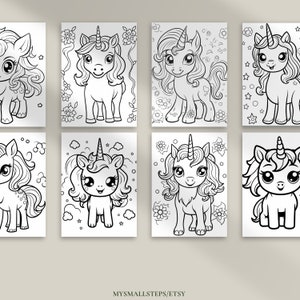 Unicorn Coloring Pages, Printable Cute Coloring Book, Girls Coloring ...