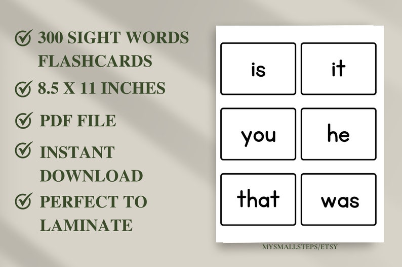 300 Sight Words Flashcards, Printable Kindergarten Words, Preschool ...