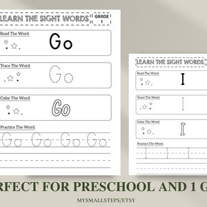 Printable Sight Words, Kindergarten Sight Word Worksheets, Preschool ...