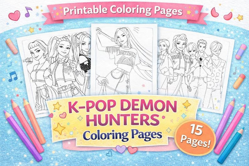 K-pop Demon Hunters Coloring Pages - Printable Fun for K-pop Fans! 15 ...