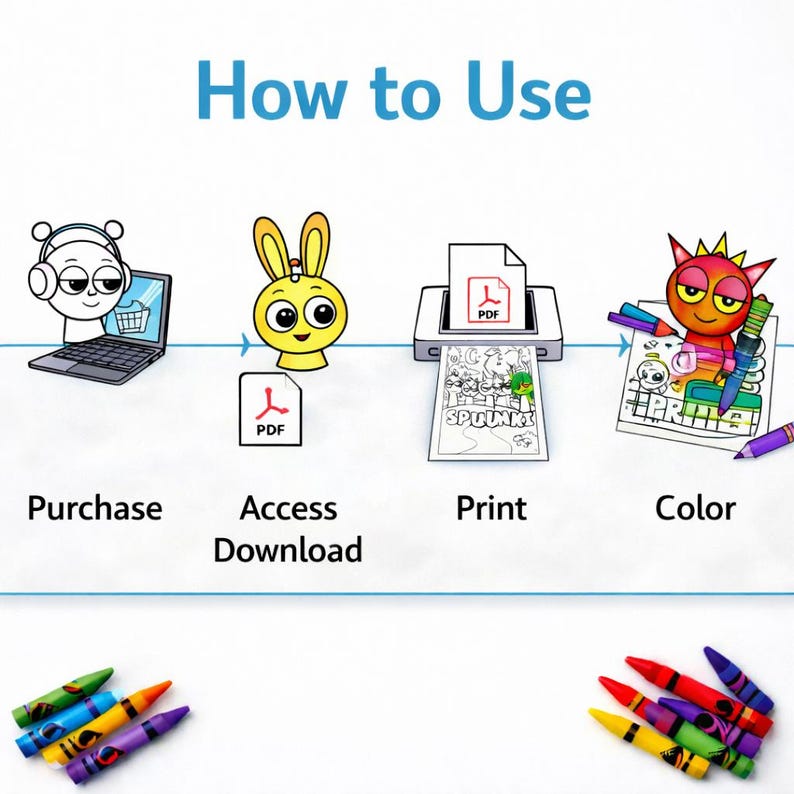 20 SPRUNKI Coloring Pages - Instant PDF Download for Kids, Classroom ...