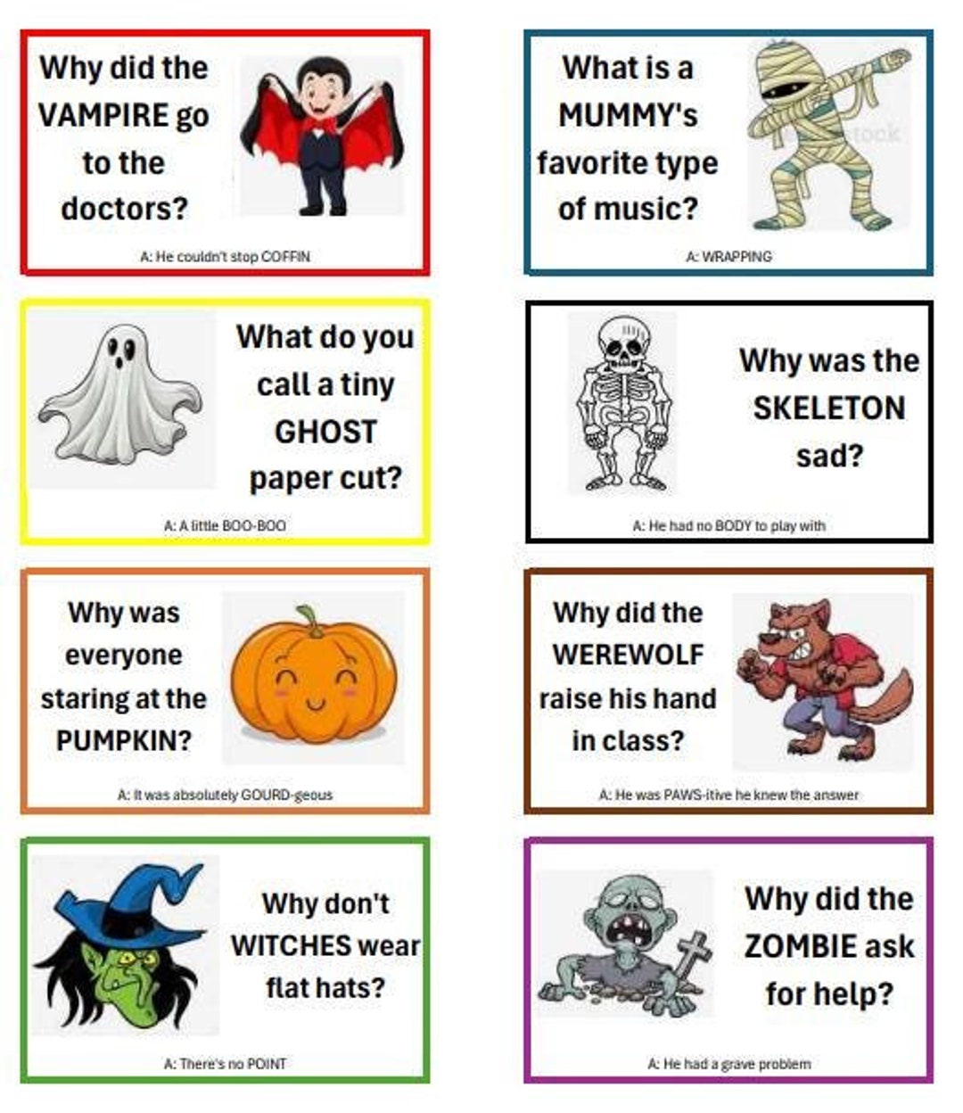 8 Kid's Halloween Jokes - Etsy