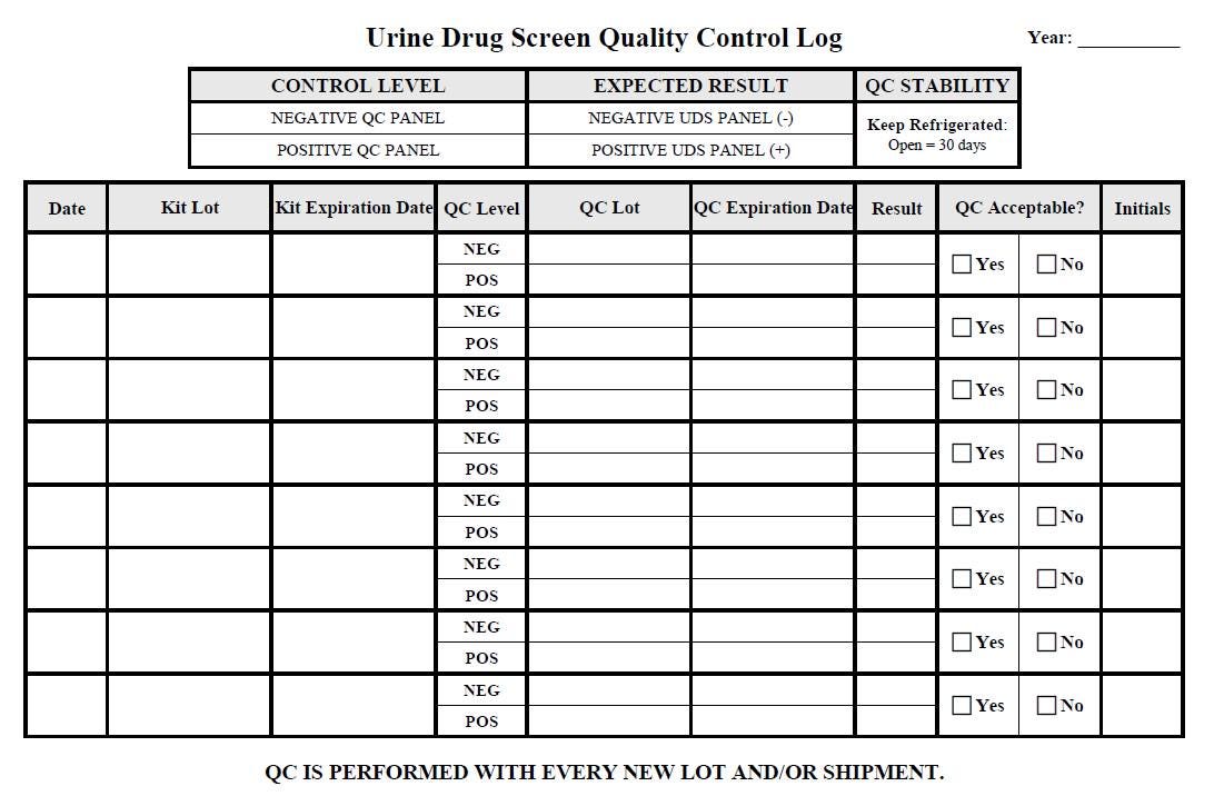 Urine Drug Screen Quality Control Log - Etsy
