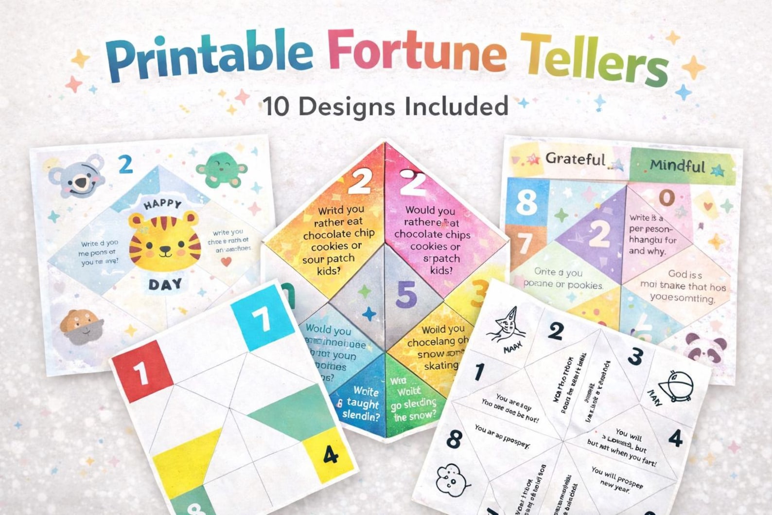 Printable Fortune Teller Bundle for Kids & Adults | Cootie Catcher Game ...