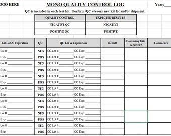 Urine Drug Screen Quality Control Log template - Etsy