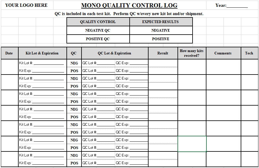 Mono Quality Control Log - Template - Etsy