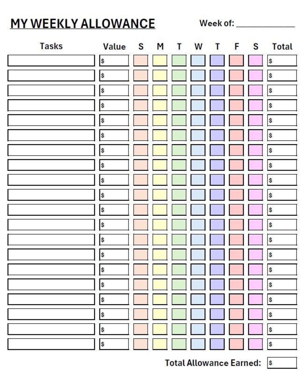 Kid's Weekly Allowance - Etsy