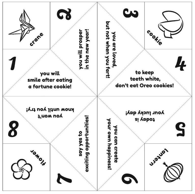 10 Kid's Assorted Fortune Teller (cootie Catcher) Templates - Etsy