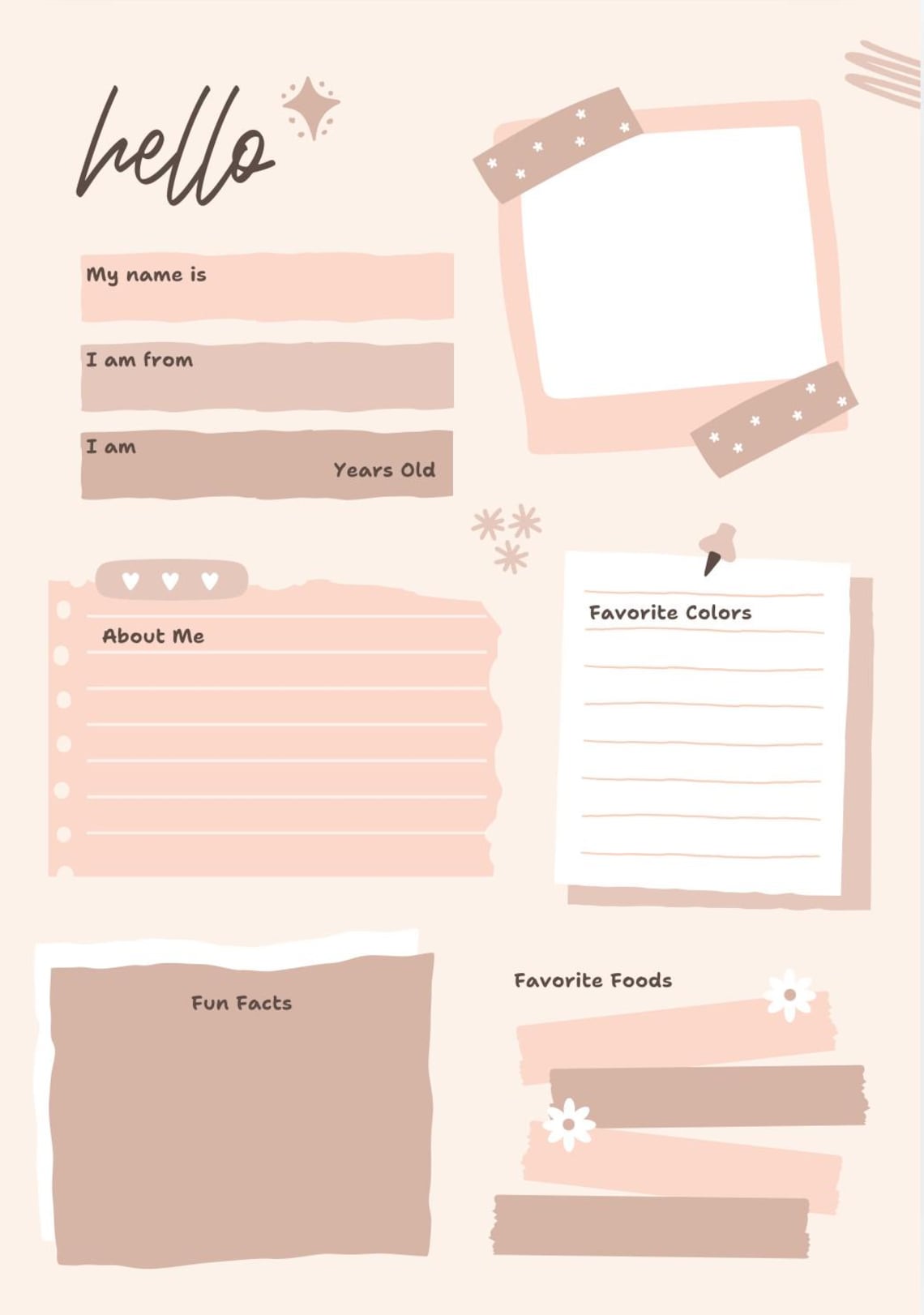 6 All About Me Printable Pages - Etsy