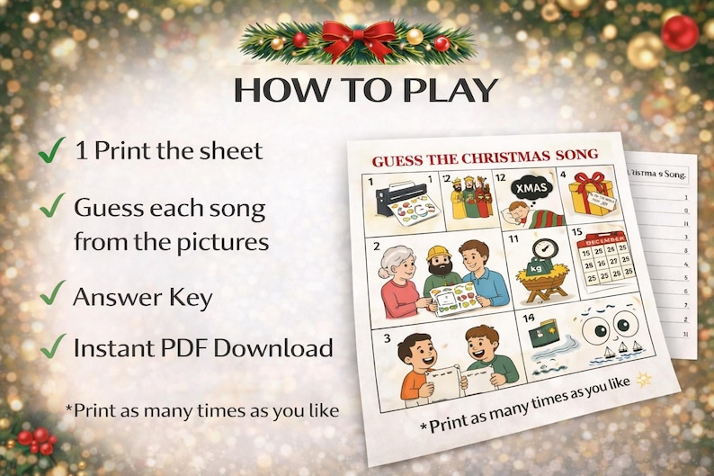Christmas Song Quiz / Printable Christmas Game - Instant Download ...