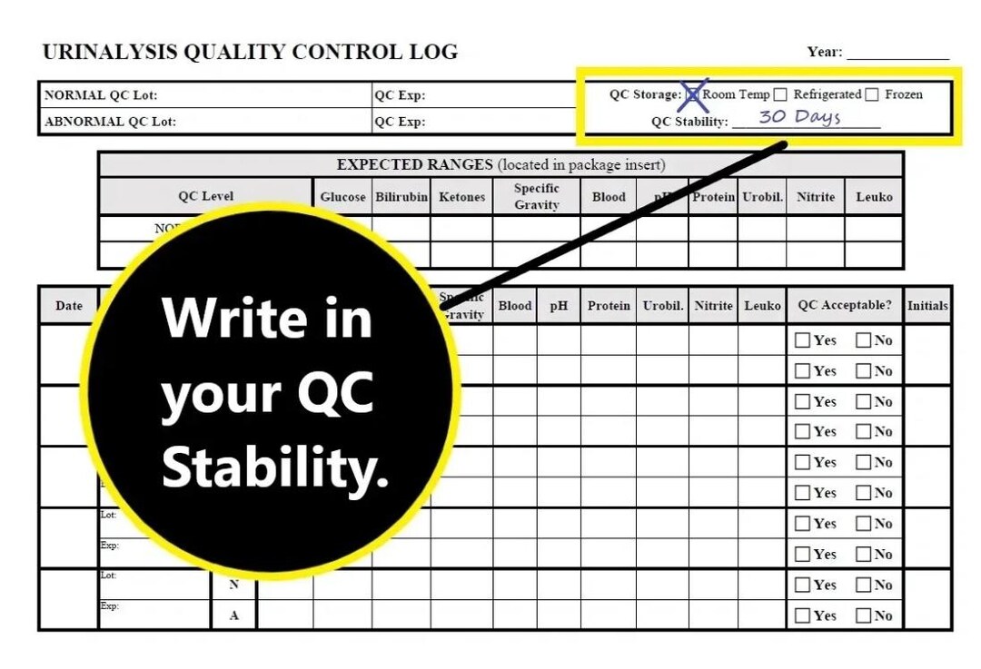 UA QC Log- Write in QC Stability - Etsy