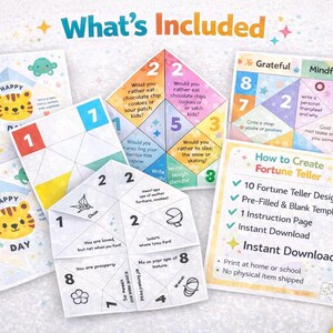 Printable Fortune Teller Bundle for Kids & Adults | Cootie Catcher Game ...