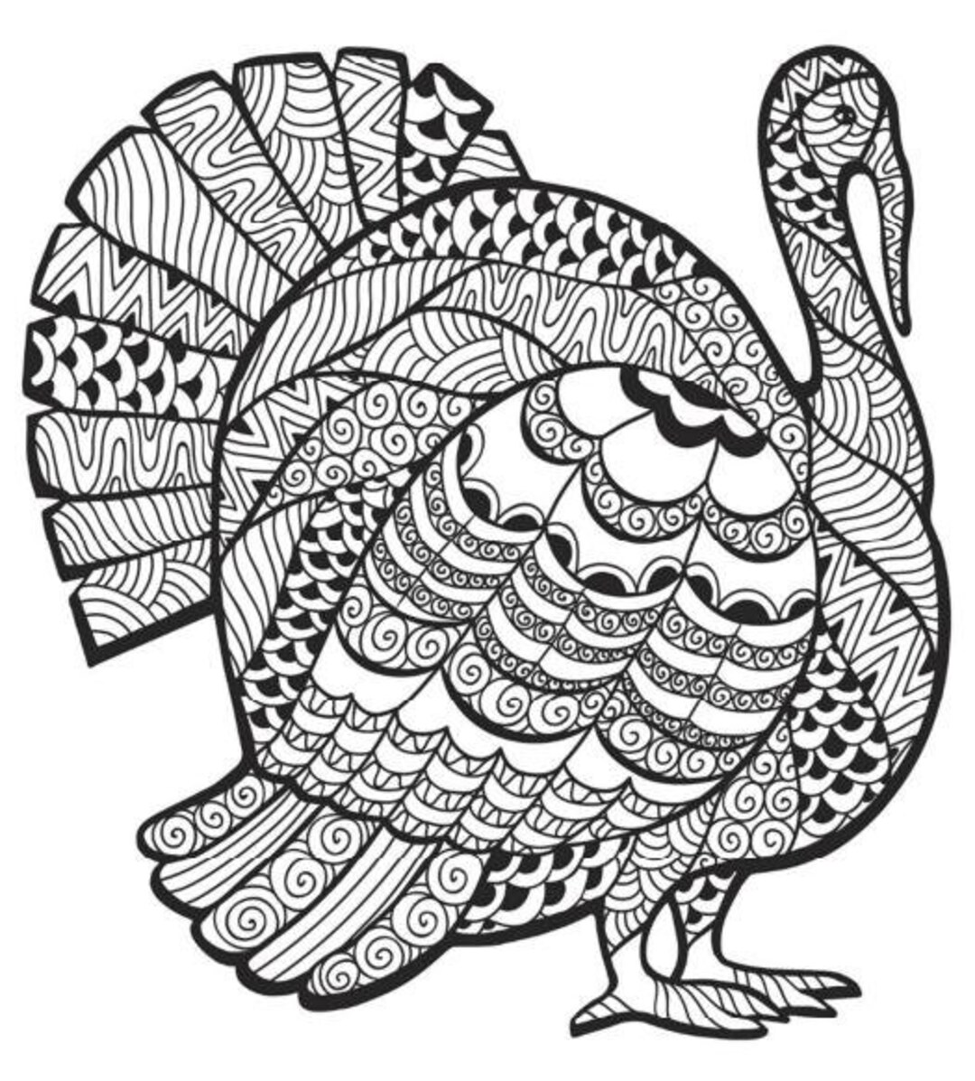 10 Thanksgiving Coloring Pages (slightly Advanced) - Instant Download ...
