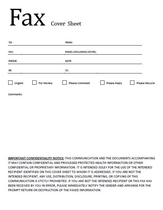 Basic Fax Cover Sheet - Etsy