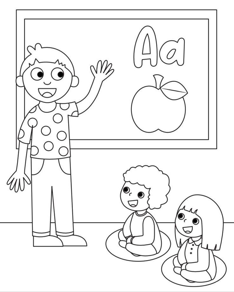 10+ Kid's Back to School Coloring Pages - Etsy
