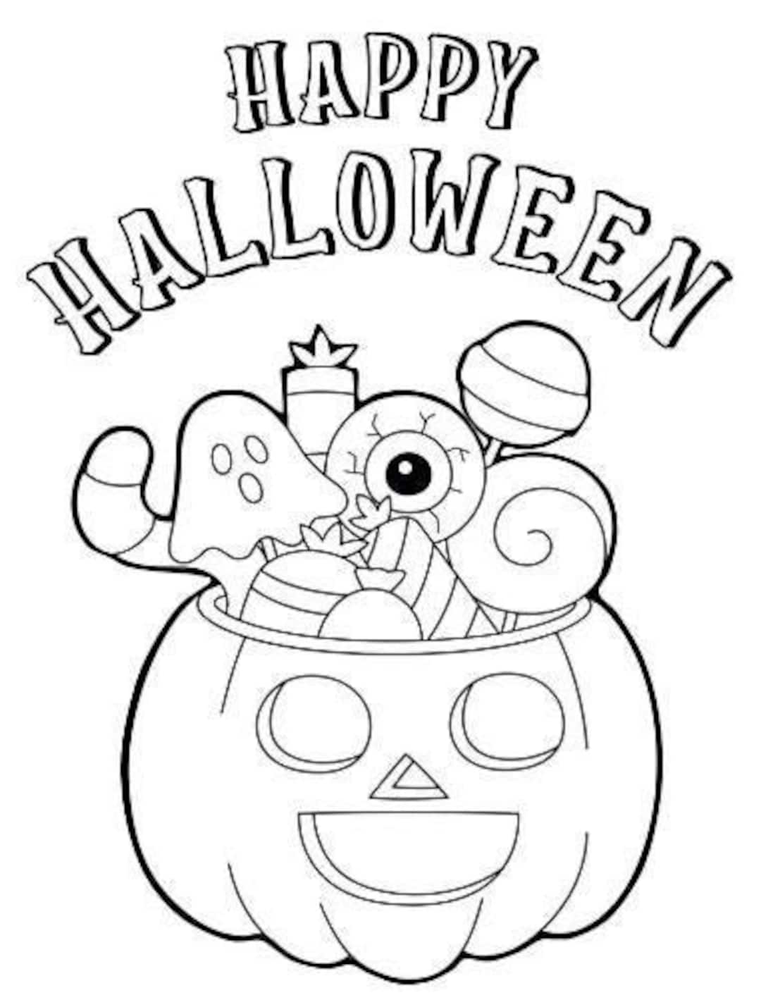 10 Printable Kid's Halloween Coloring Pages - Etsy