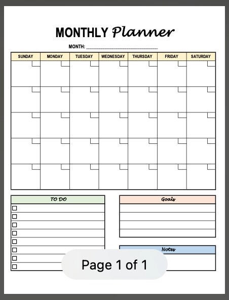 Monthly Planner Template - Etsy