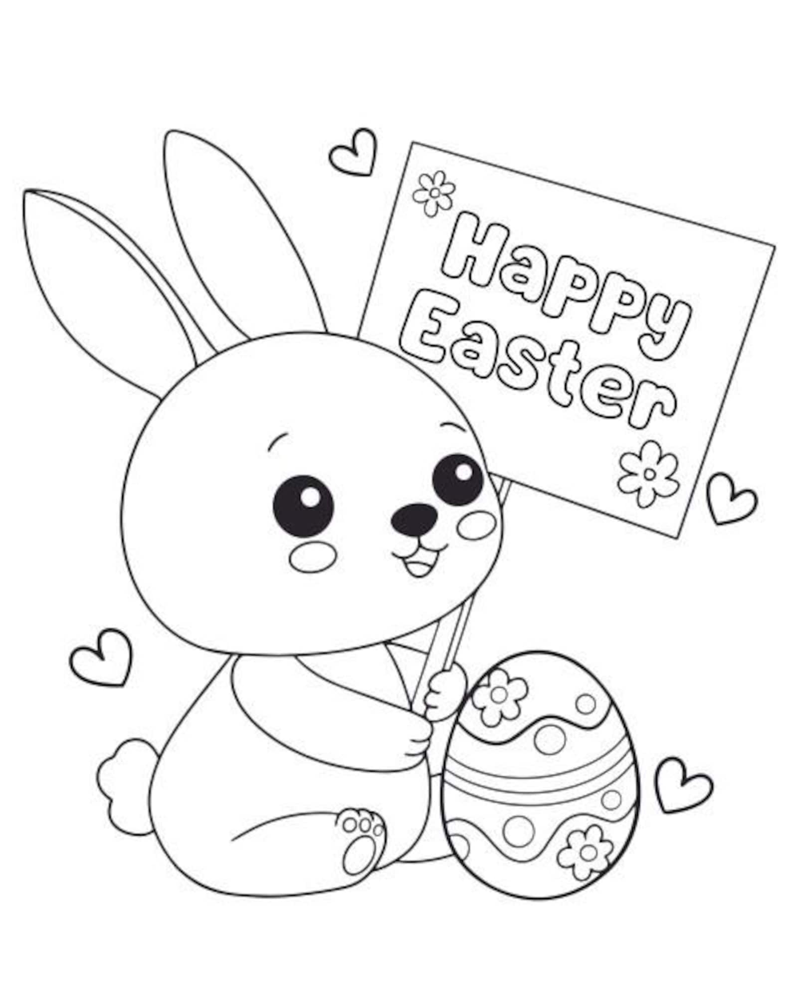 20 Kid's Easter Coloring Pages - Etsy