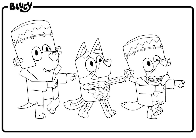 10 Bluey Halloween Coloring Pages - Etsy
