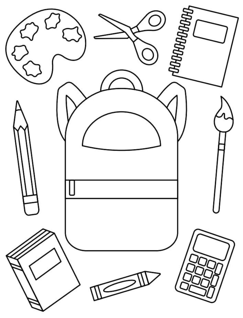 10+ Kid's Back to School Coloring Pages - Etsy