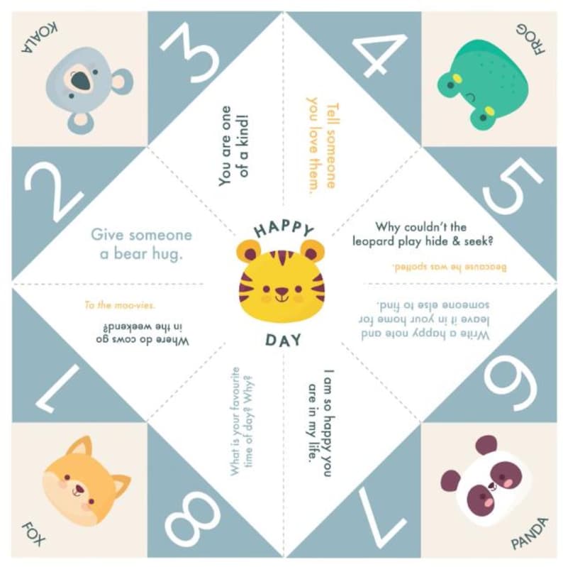 10 Kid's Assorted Fortune Teller (cootie Catcher) Templates - Etsy