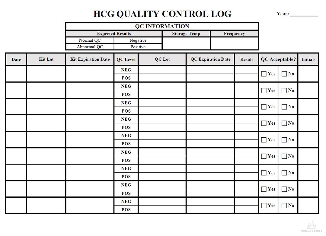HCG QC Log - Write in Your QC Frequency & Stability - Style 2 - Etsy
