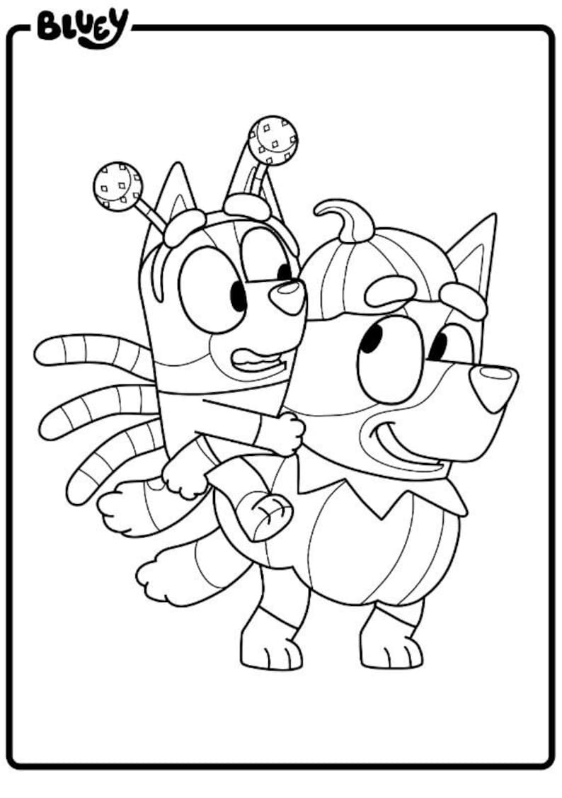 10 Bluey Halloween Coloring Pages - Etsy