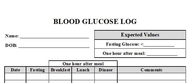 Blood Glucose Log (basic) - Instant Download - Etsy