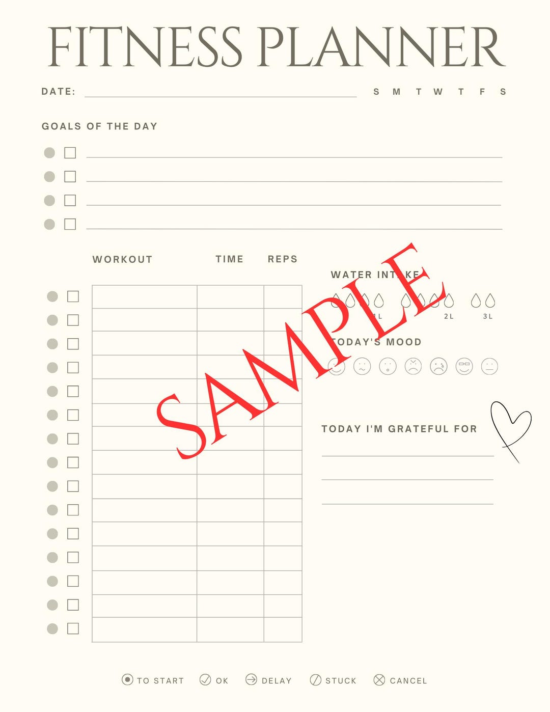Printable Workout Planner PDF – 30-day Fitness Tracker, Gym Schedule ...