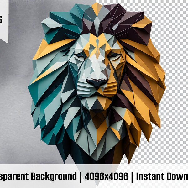 Geometric Lion - Etsy