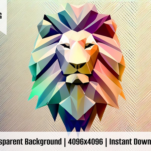 Geometric Lion - Etsy