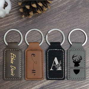 Personalized Keychain,vegan Leather Keychain,engraved Leather Key ...