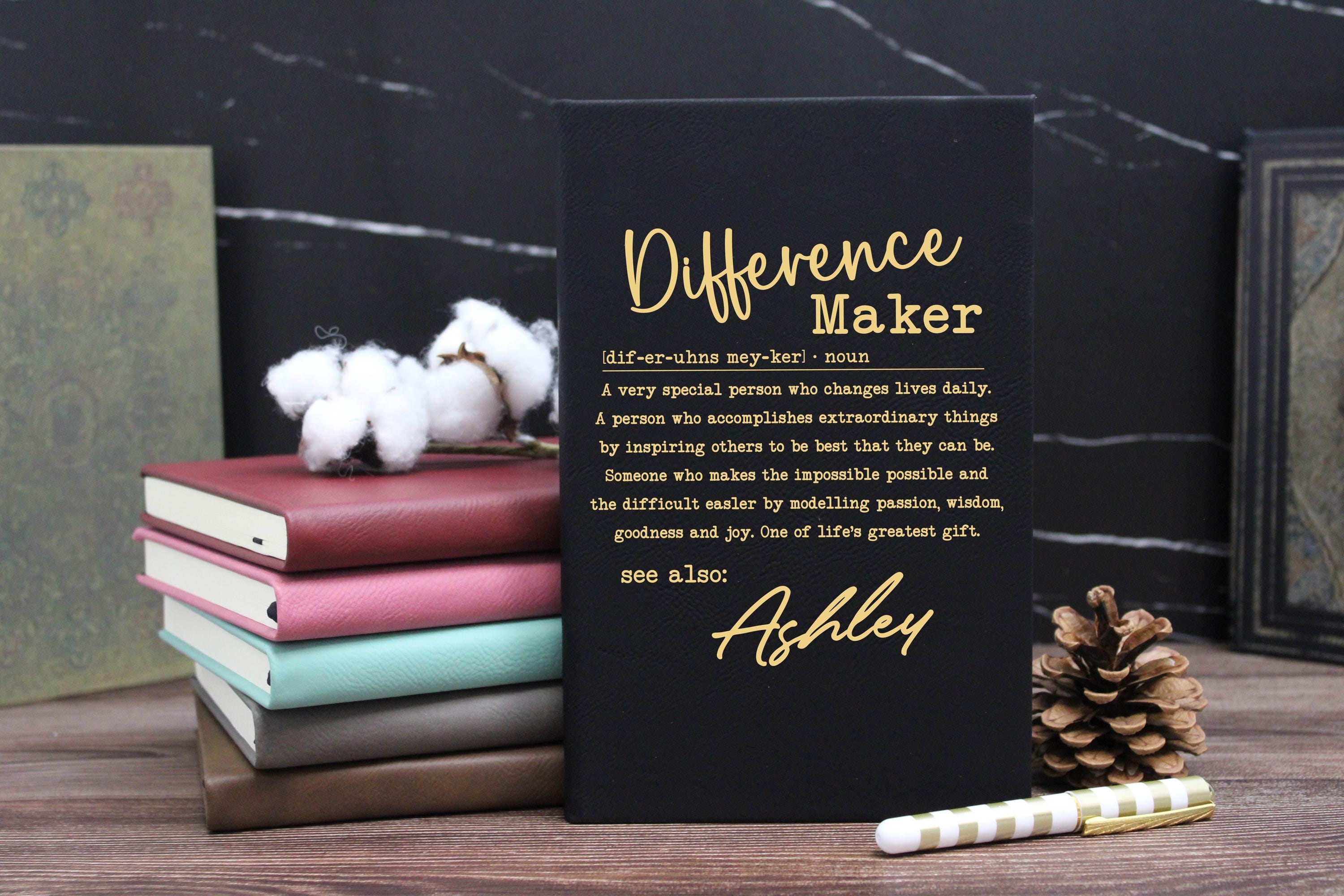 Personalized Difference Maker Journal, Difference Maker Definition Gift ...