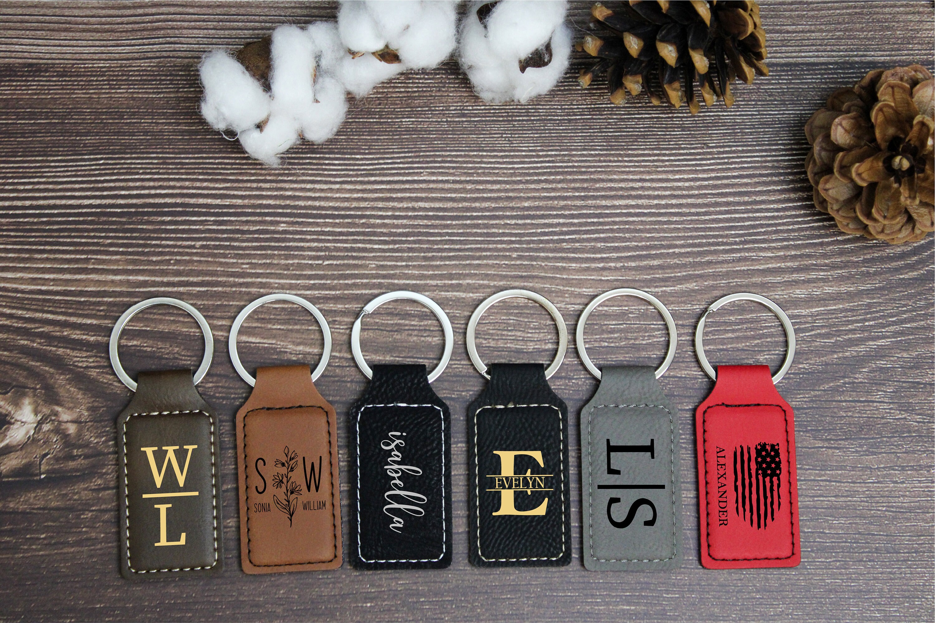Personalized Leather Keychain, Custom Keychain, Birthday Gift for Her ...