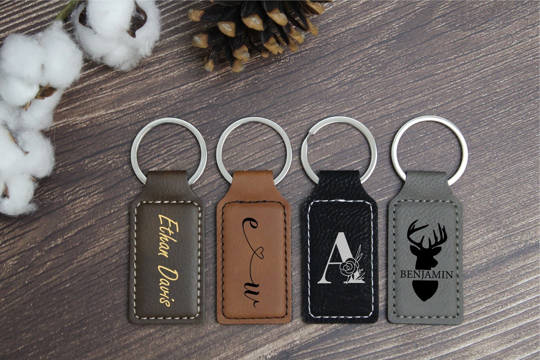 Personalized Keychain,vegan Leather Keychain,engraved Leather Key ...