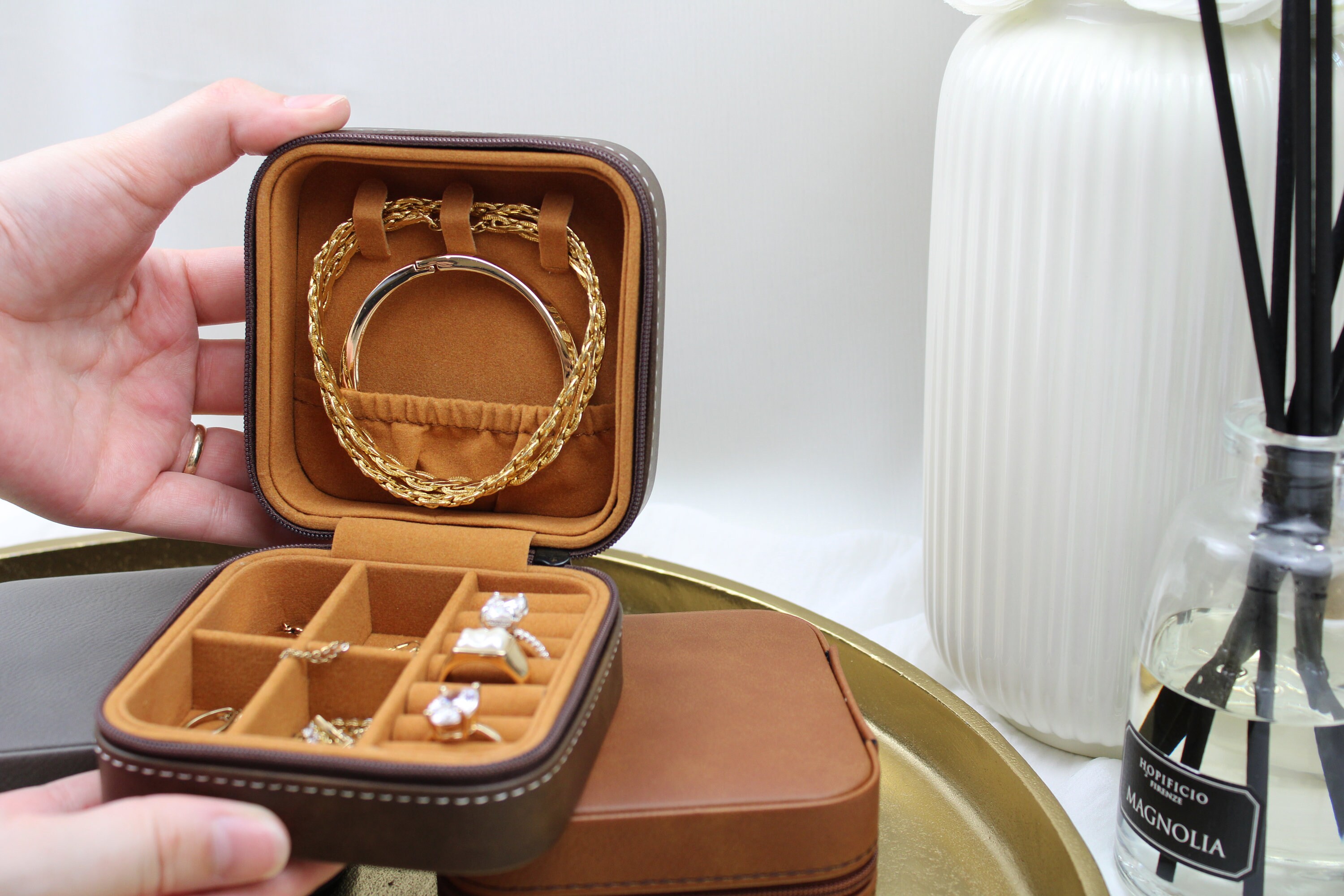 Birth Flower Jewelry Travel Case, Custom Jewelry Case, Engraved Jewelry ...