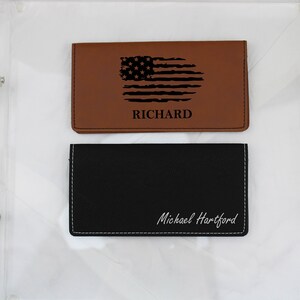 Custom Leather Business Checkbook Cover, Personalized Leather Gift ...
