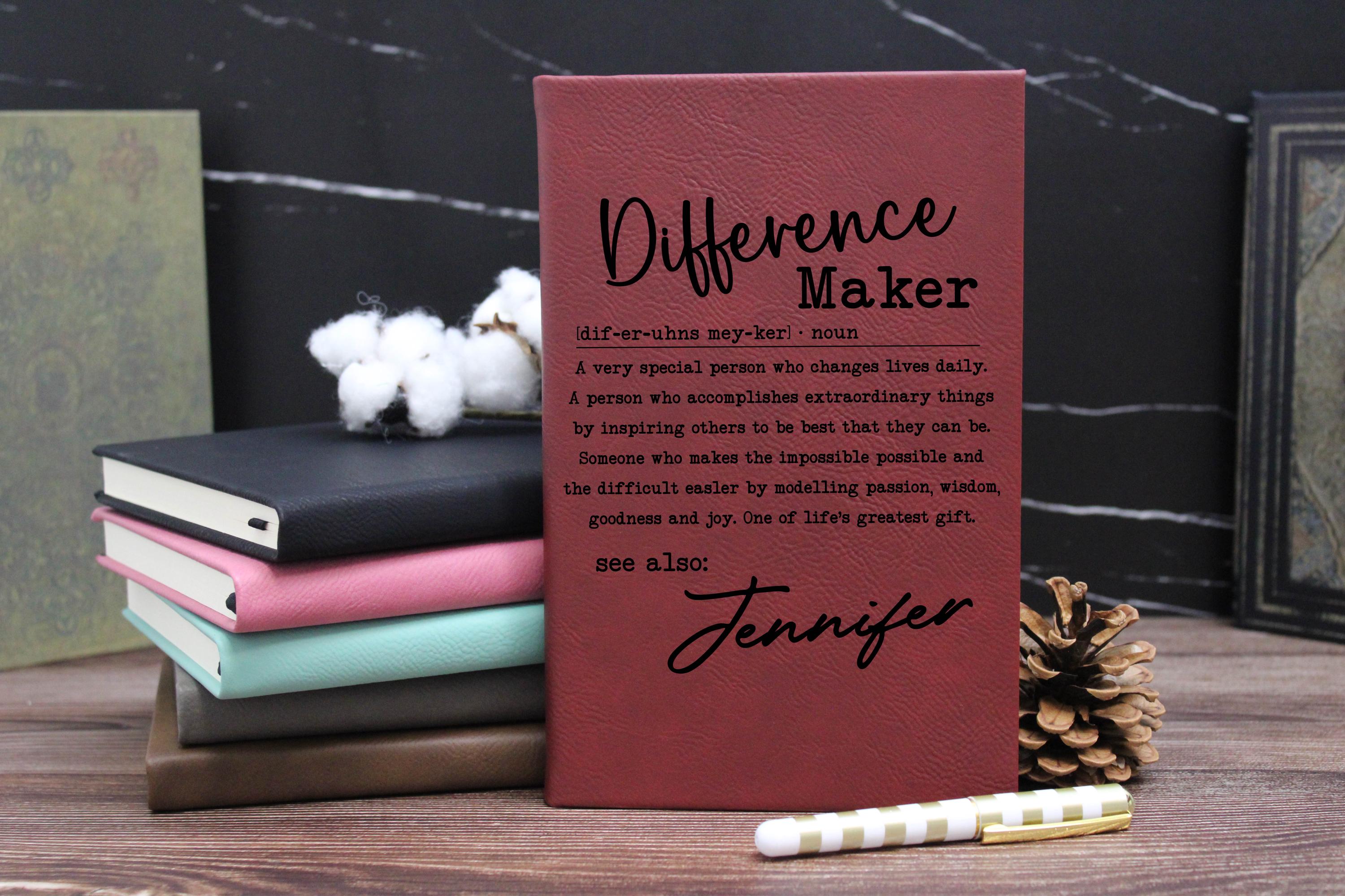 Personalized Difference Maker Journal, Difference Maker Definition Gift ...
