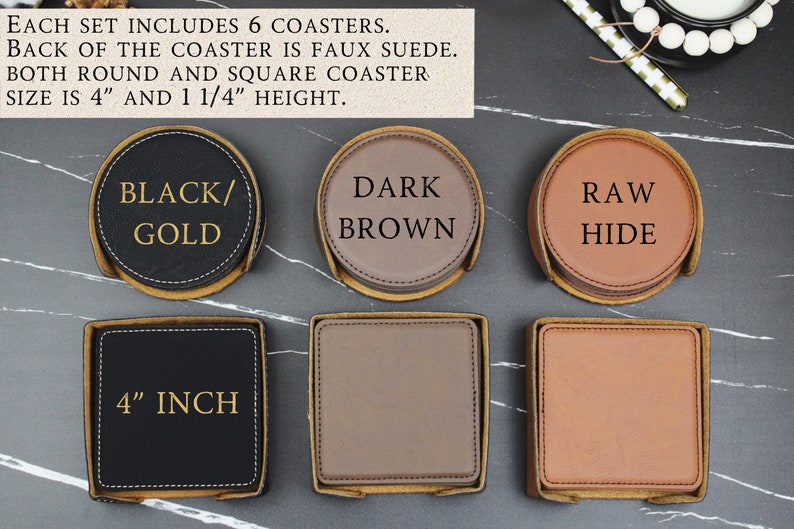 Personalized Leather Coasters,custom Leather Coasters With Holder Set ...