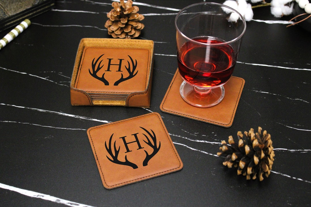 Personalized Leather Coasters,custom Leather Coasters With Holder Set ...