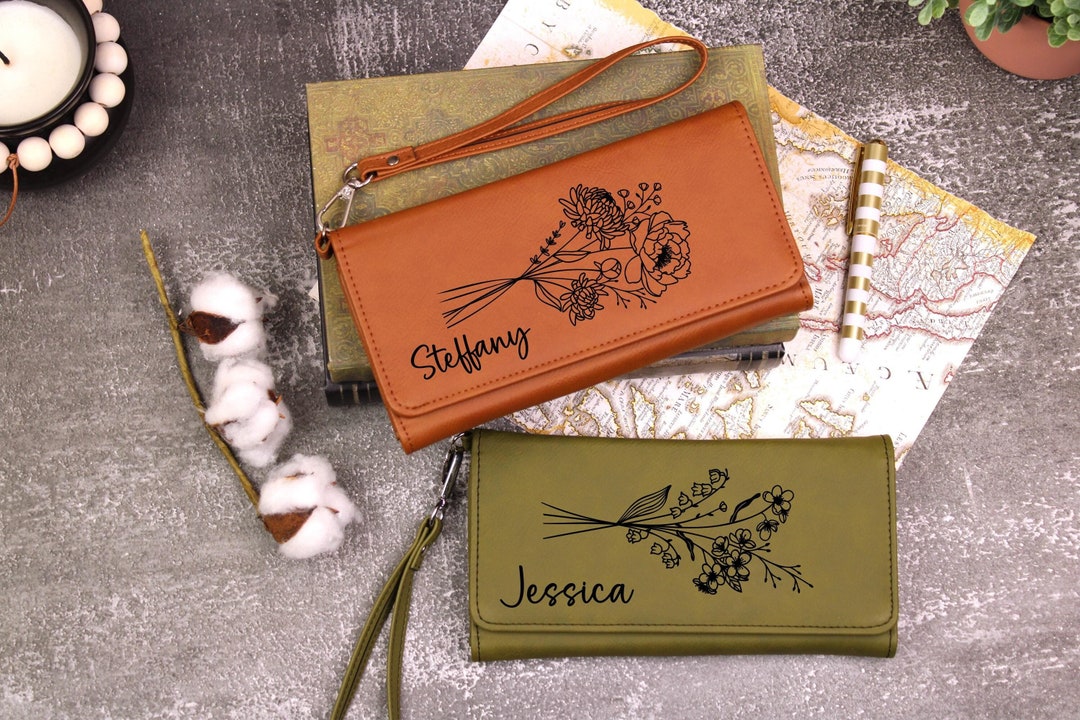 Birth Flower Women's Wallet,leather Purse With Zipper,women's Wallet ...