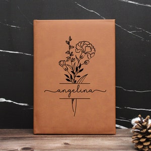 Birth Flower Personalized Journal, Birth Month Flower Notebook, Custom ...