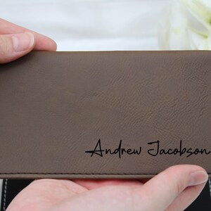 Custom Leather Business Checkbook Cover, Personalized Leather Gift ...