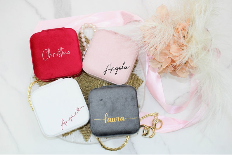 Custom Velvet Travel Jewelry Case,travel Jewelry Box,bridesmaids Gifts ...