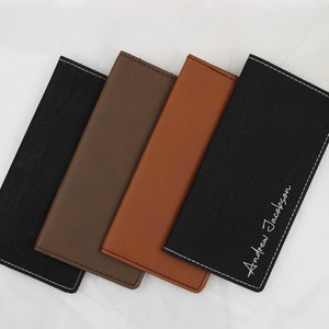 Custom Leather Business Checkbook Cover, Personalized Leather Gift ...