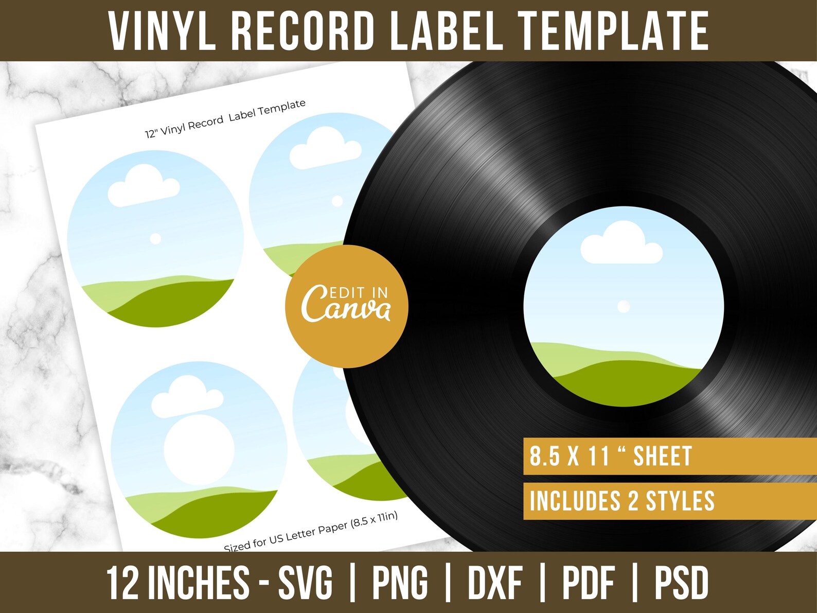Vinyl Record Template, Label Template, Record Labelsticker Template ...