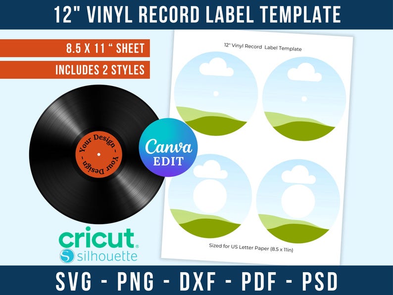 Vinyl Record Template, Label Template, Record Labelsticker Template ...